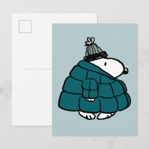 Peanuts | Snoopy Winter Puffer Jacket Postcard | Zazzle