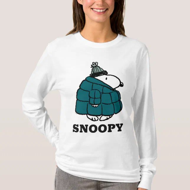 Peanuts | Snoopy Winter Puffer Jacket T-Shirt | Zazzle