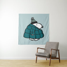 Peanuts | Snoopy Winter Puffer Jacket Tapestry | Zazzle