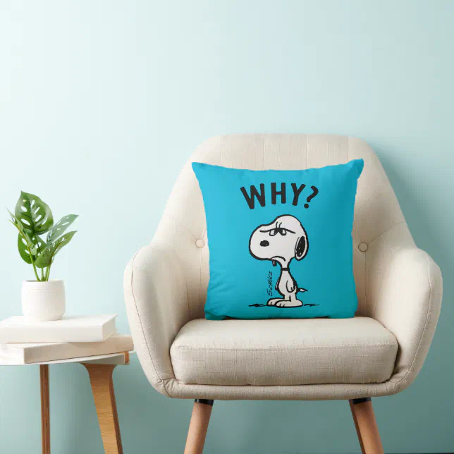 Peanuts | Snoopy Wonders Why? Throw Pillow | Zazzle