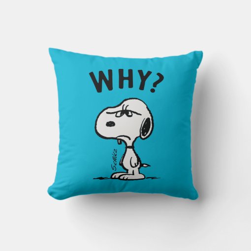 Peanuts | Snoopy Wonders Why? Throw Pillow | Zazzle