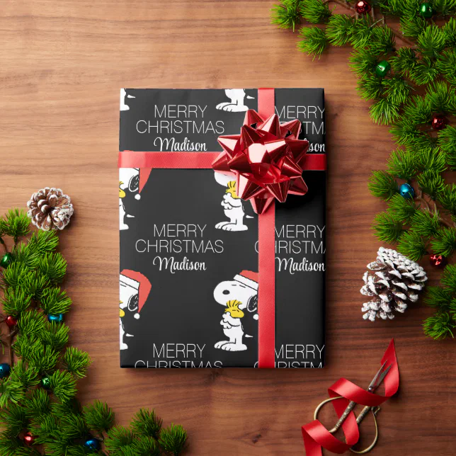 Peanuts | Snoopy & Woodstock | Add Your Name Wrapping Paper | Zazzle