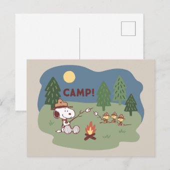 Peanuts | Snoopy & Woodstock at the Campfire Postcard | Zazzle