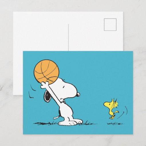 Peanuts | Snoopy & Woodstock Basketball Postcard | Zazzle