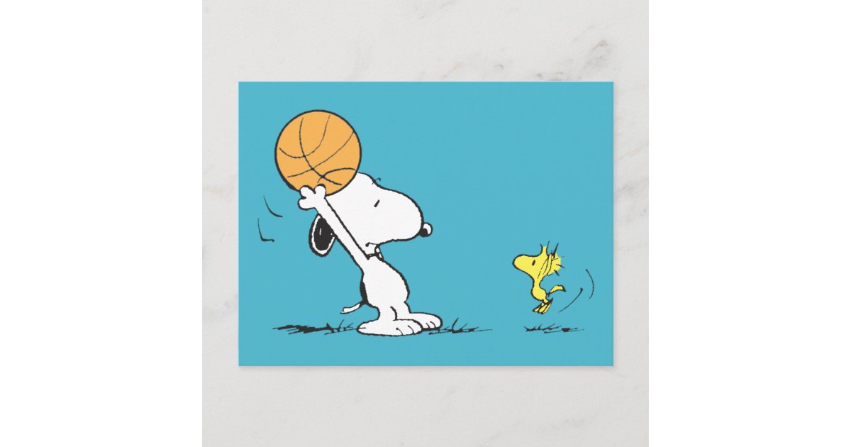 Peanuts | Snoopy & Woodstock Basketball Postcard | Zazzle