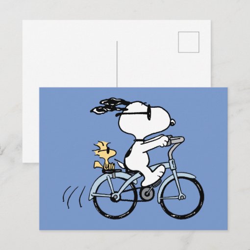 Peanuts | Snoopy & Woodstock Bicycle Postcard | Zazzle