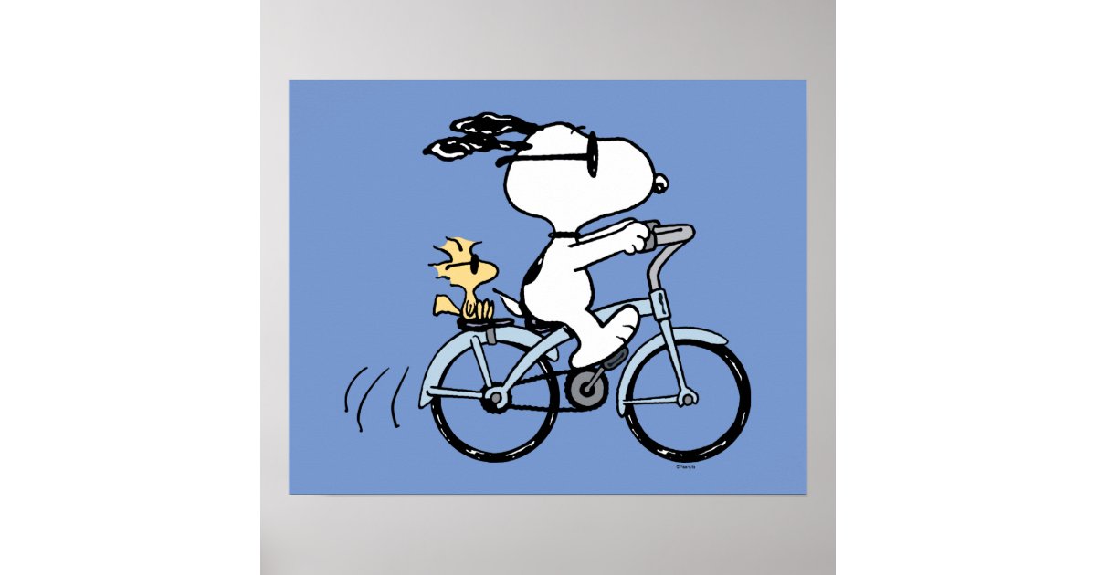 Peanuts | Snoopy & Woodstock Bicycle Poster | Zazzle