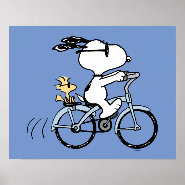 Peanuts | Snoopy & Woodstock Bicycle Poster | Zazzle