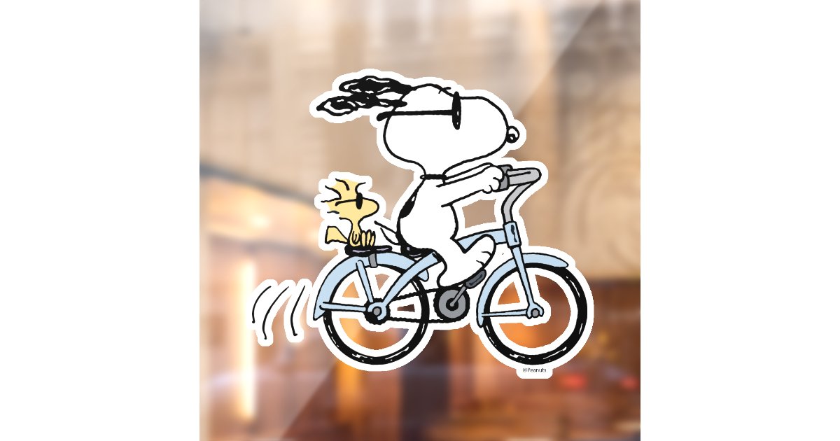 Peanuts | Snoopy & Woodstock Bicycle Window Cling | Zazzle