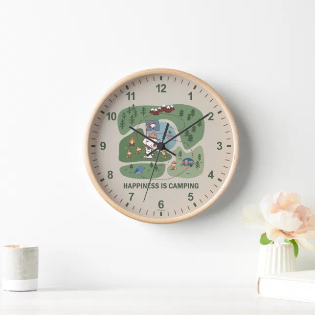 Peanuts | Snoopy & Woodstock Camp Map Clock | Zazzle