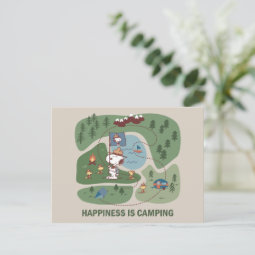 Peanuts | Snoopy & Woodstock Camp Map Postcard | Zazzle