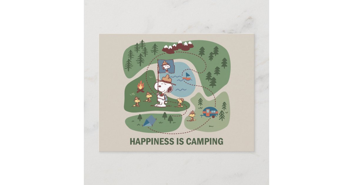 Peanuts | Snoopy & Woodstock Camp Map Postcard | Zazzle