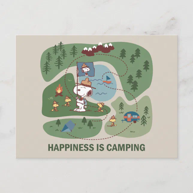 Peanuts | Snoopy & Woodstock Camp Map Postcard | Zazzle