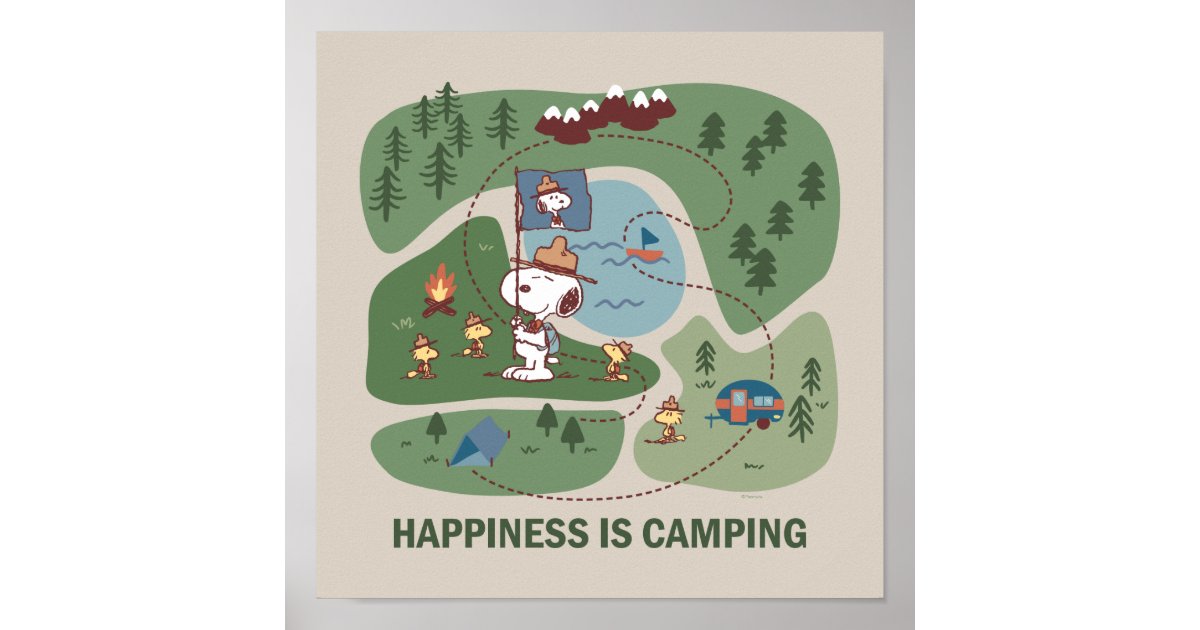 Peanuts | Snoopy & Woodstock Camp Map Poster | Zazzle