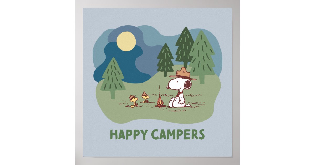 Peanuts | Snoopy & Woodstock Camp Site Poster | Zazzle