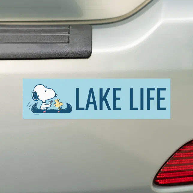 Peanuts | Snoopy & Woodstock Canoe Bumper Sticker | Zazzle
