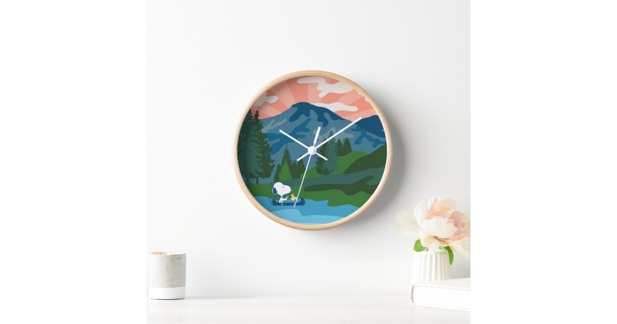 Peanuts | Snoopy & Woodstock Canoe Clock | Zazzle