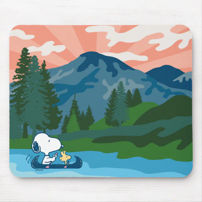 Peanuts | Snoopy & Woodstock Canoe Mouse Pad | Zazzle
