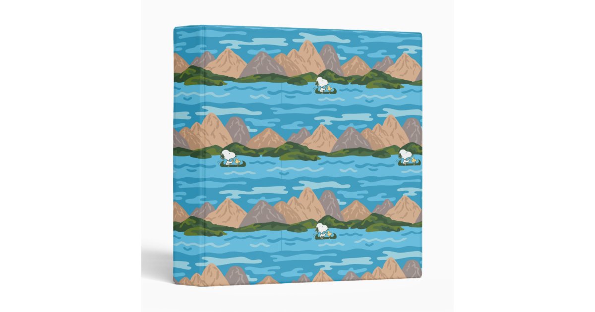 Peanuts | Snoopy & Woodstock Canoe Ride Pattern 3 Ring Binder | Zazzle