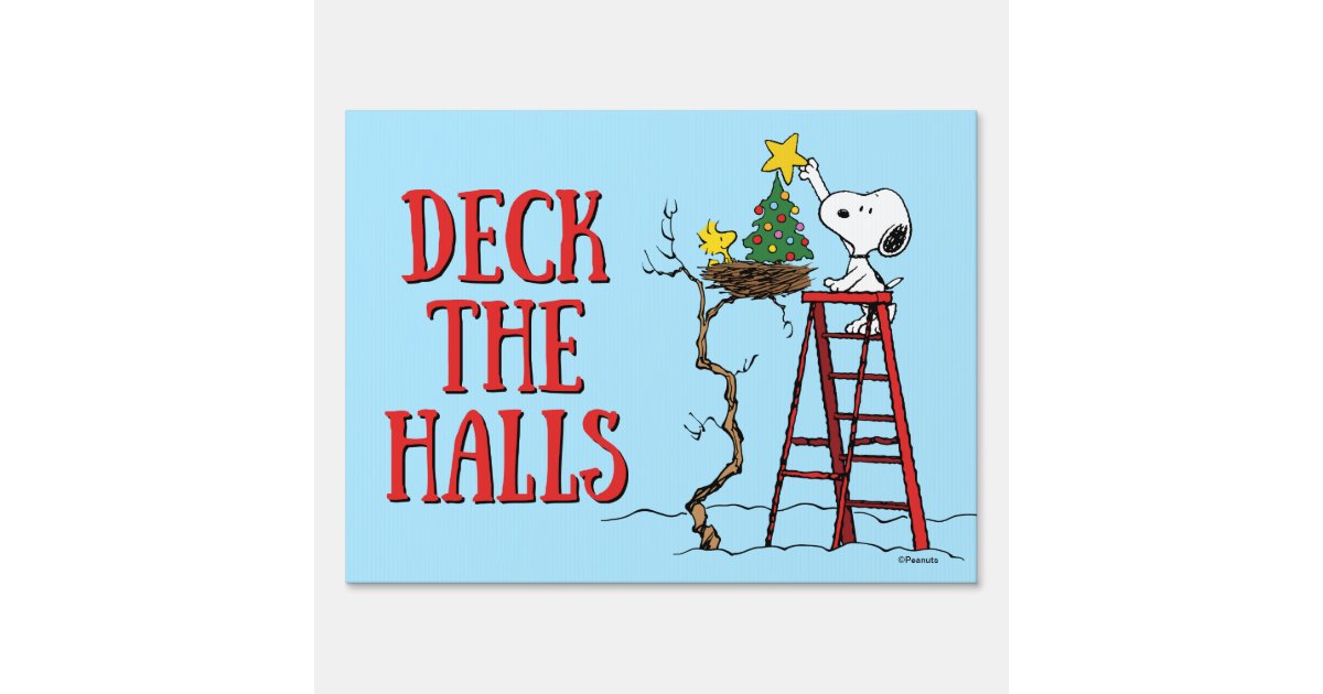 Peanuts | Snoopy & Woodstock Christmas Tree Sign | Zazzle