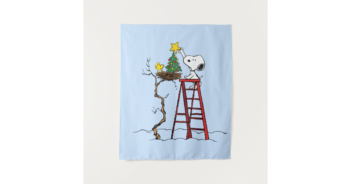 Peanuts | Snoopy & Woodstock Christmas Tree Tapestry | Zazzle