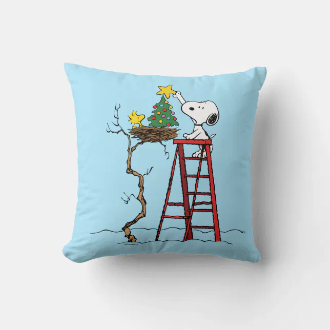 Peanuts | Snoopy & Woodstock Christmas Tree Throw Pillow | Zazzle