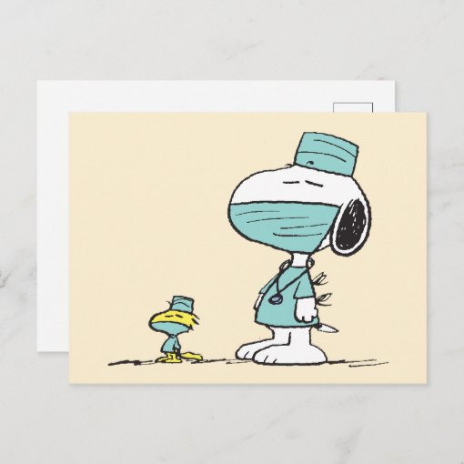 Peanuts | Snoopy & Woodstock Doctors Postcard | Zazzle