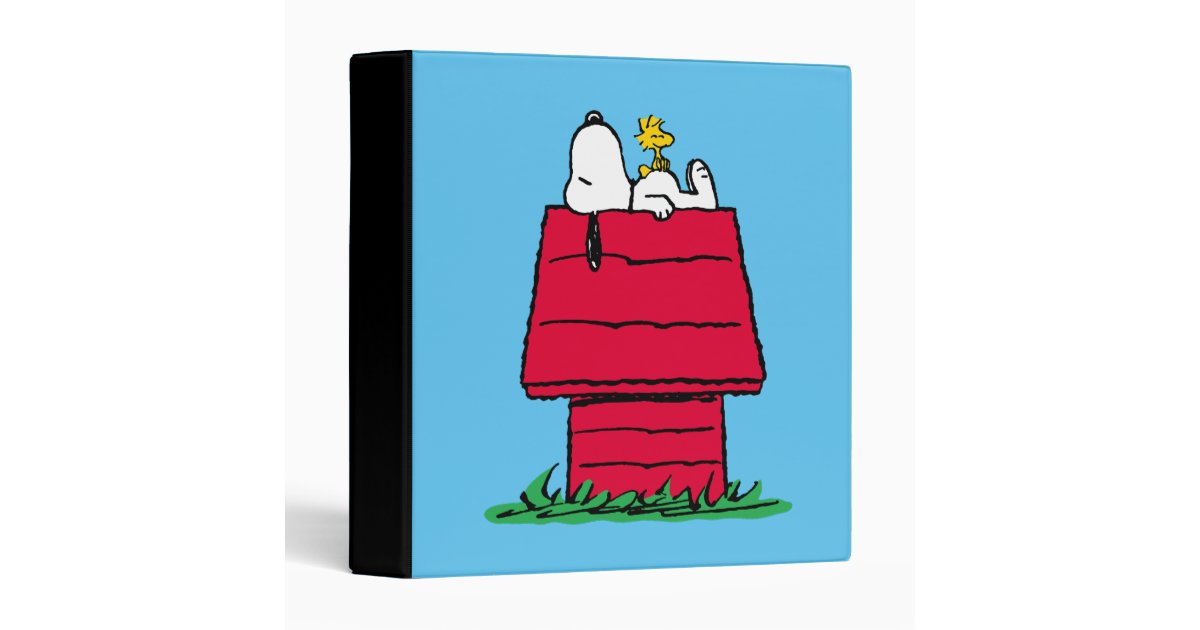 Peanuts | Snoopy & Woodstock Doghouse 3 Ring Binder | Zazzle