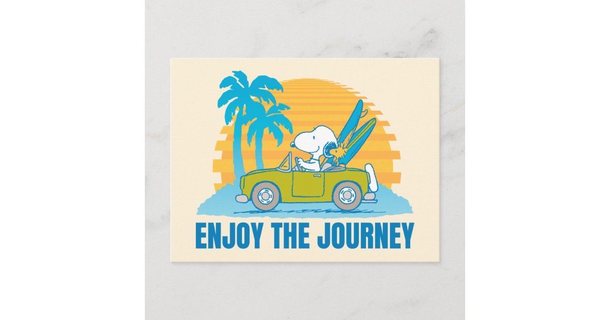 Peanuts | Snoopy & Woodstock Enjoy the Journey Postcard | Zazzle