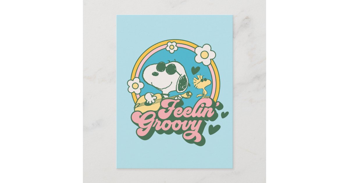 Peanuts | Snoopy & Woodstock Feelin' Groovy Postcard | Zazzle