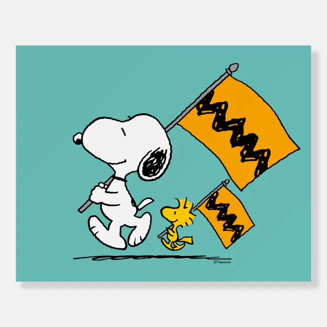Peanuts | Snoopy & Woodstock Flags Foam Board | Zazzle