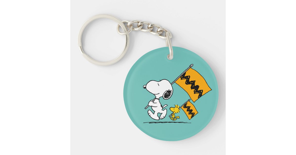 Peanuts | Snoopy & Woodstock Flags Keychain | Zazzle