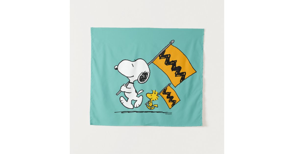 Peanuts | Snoopy & Woodstock Flags Tapestry | Zazzle