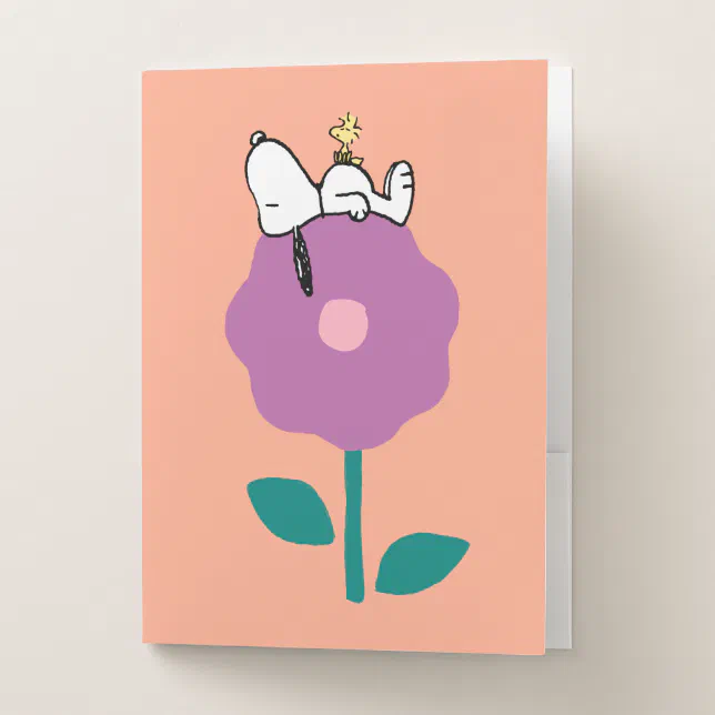 Peanuts | Snoopy & Woodstock Flower Whistle Pocket Folder | Zazzle