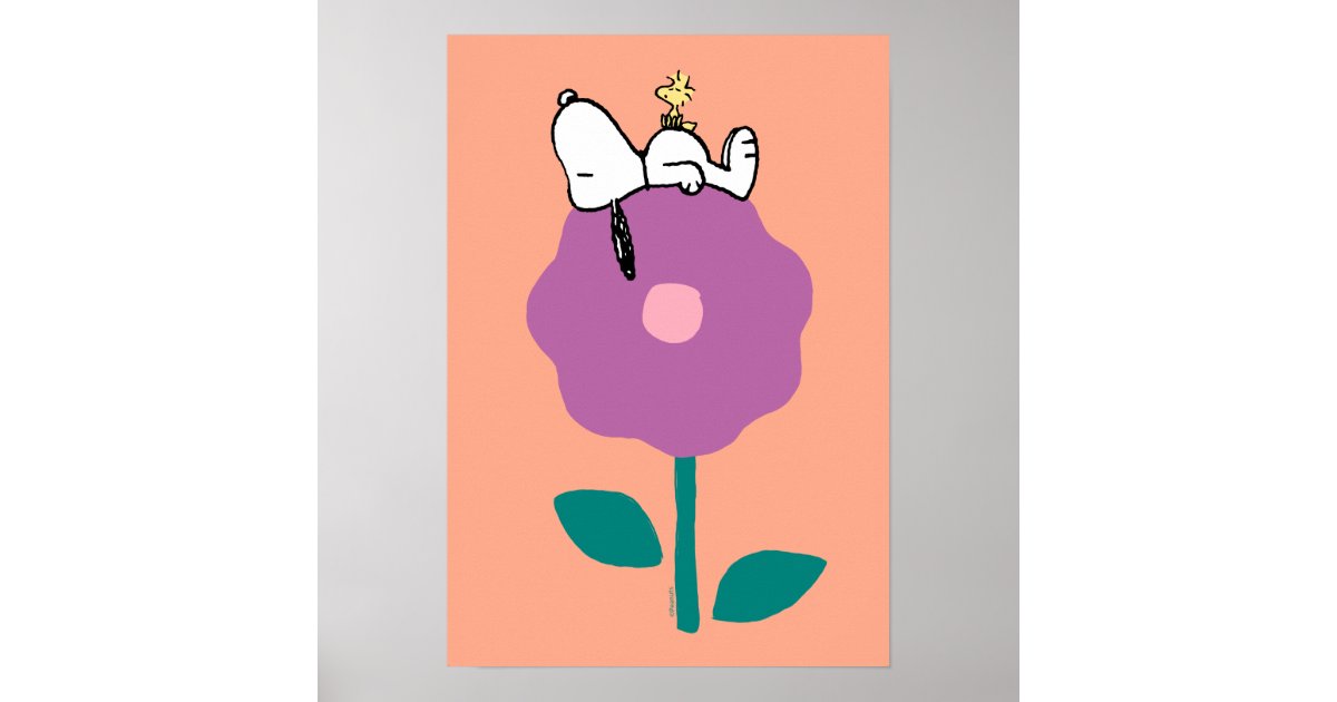 Peanuts | Snoopy & Woodstock Flower Whistle Poster | Zazzle