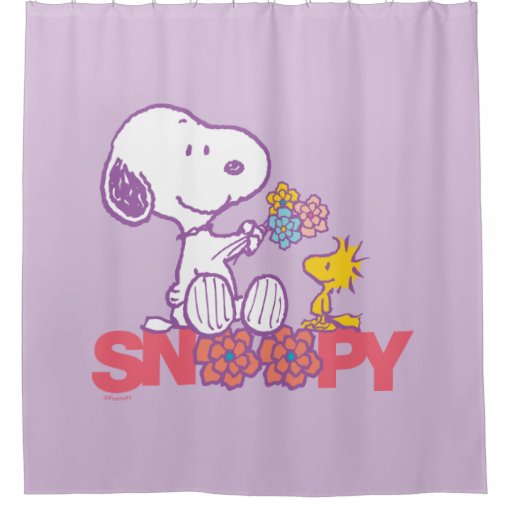 Peanuts | Snoopy & Woodstock Flowers Shower Curtain | Zazzle Peanuts | Snoopy & Woodstock Flowers Shower Curtain | Zazzle