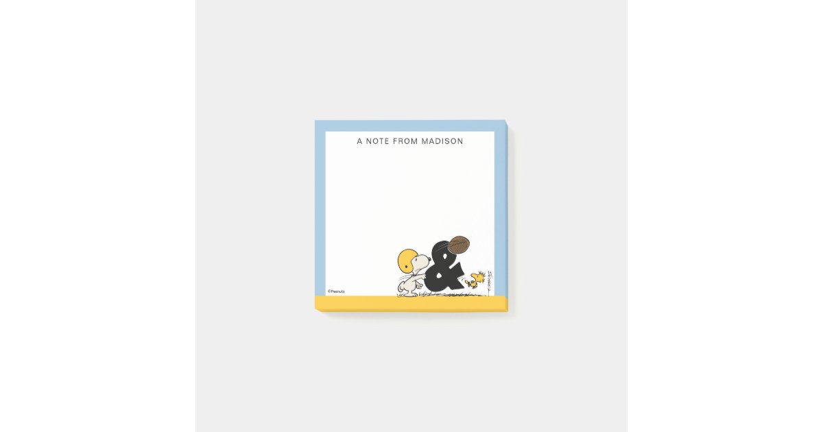 Peanuts | Snoopy & Woodstock Football Post-it Notes | Zazzle