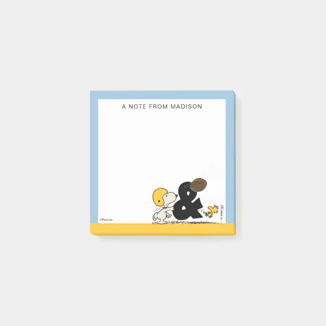Peanuts | Snoopy & Woodstock Football Post-it Notes | Zazzle