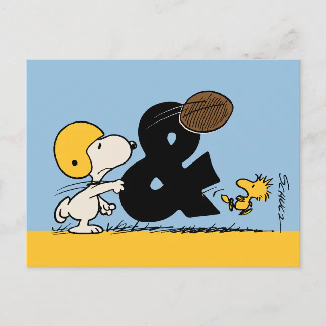 Peanuts | Snoopy & Woodstock Football Postcard | Zazzle