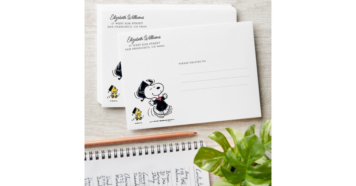 Peanuts | Snoopy & Woodstock Graduation Envelope | Zazzle