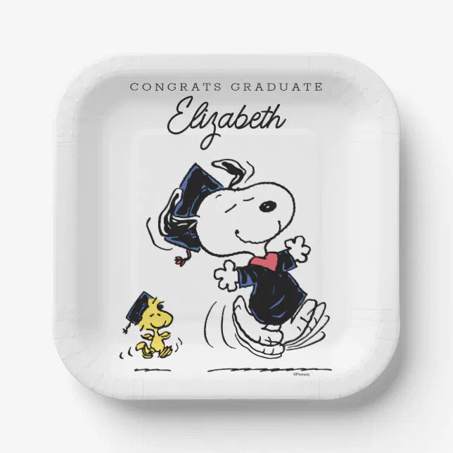 Peanuts | Snoopy & Woodstock Graduation Paper Plates | Zazzle