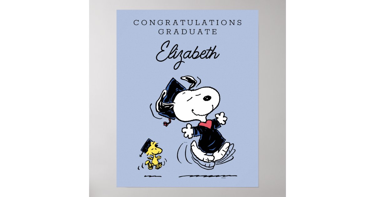 Peanuts | Snoopy & Woodstock Graduation Poster | Zazzle