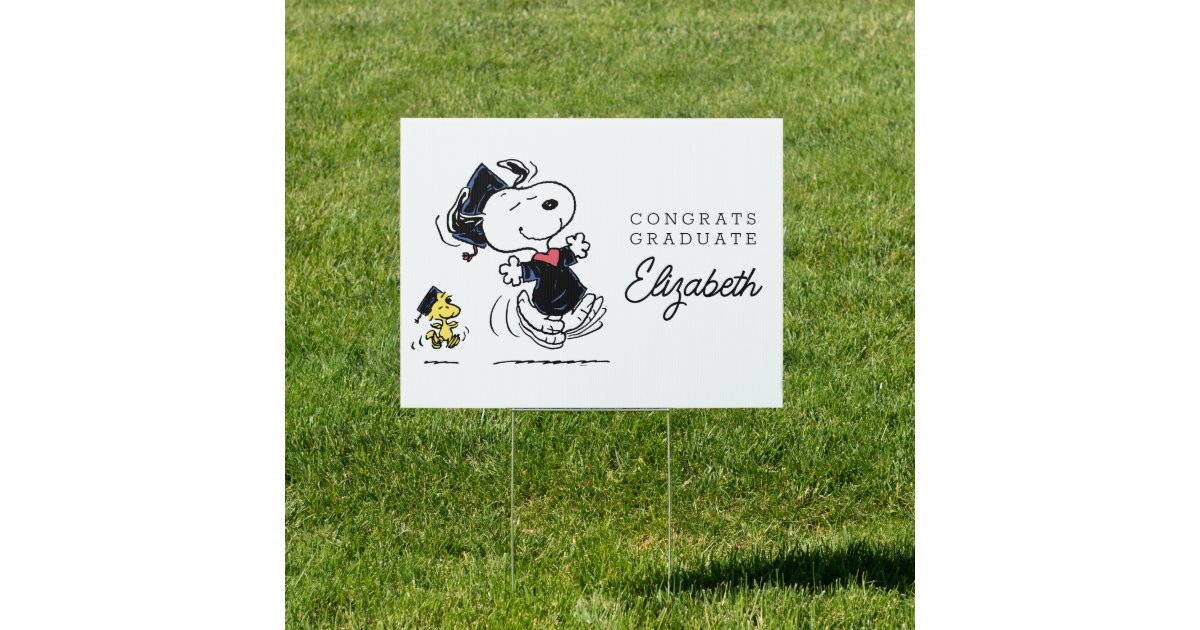 Peanuts | Snoopy & Woodstock Graduation Sign | Zazzle