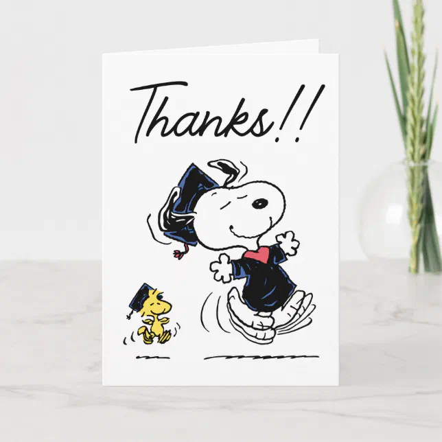 Peanuts | Snoopy & Woodstock Graduation Thank You | Zazzle