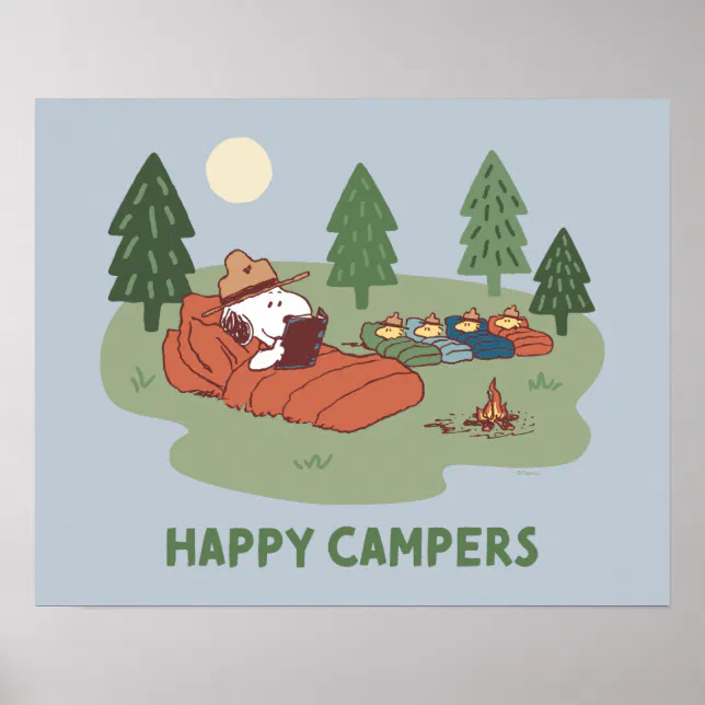 Peanuts | Snoopy & Woodstock Happy Campers Poster | Zazzle