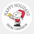 Peanuts | Snoopy & Woodstock Ho Ho Ho Classic Round Sticker | Zazzle