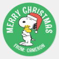 Peanuts | Snoopy & Woodstock Holiday Hugs Classic Round Sticker | Zazzle