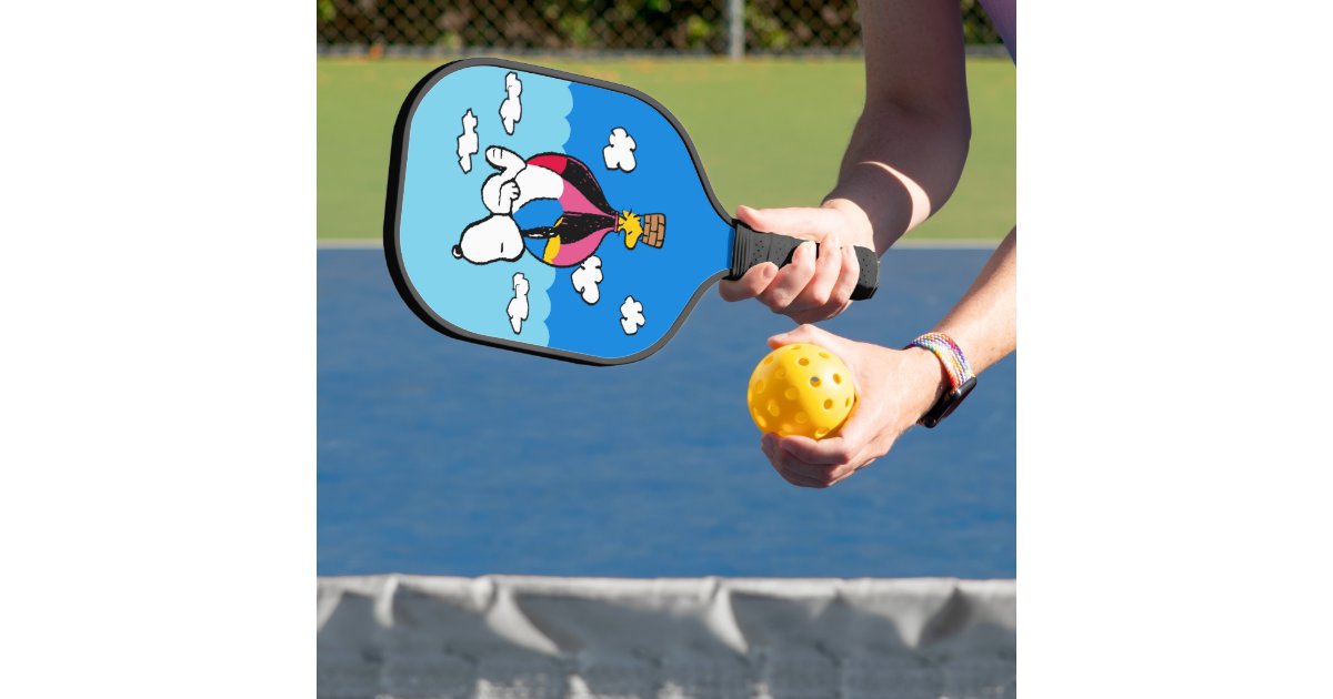 Peanuts | Snoopy & Woodstock Hot Air Balloon Pickleball Paddle | Zazzle