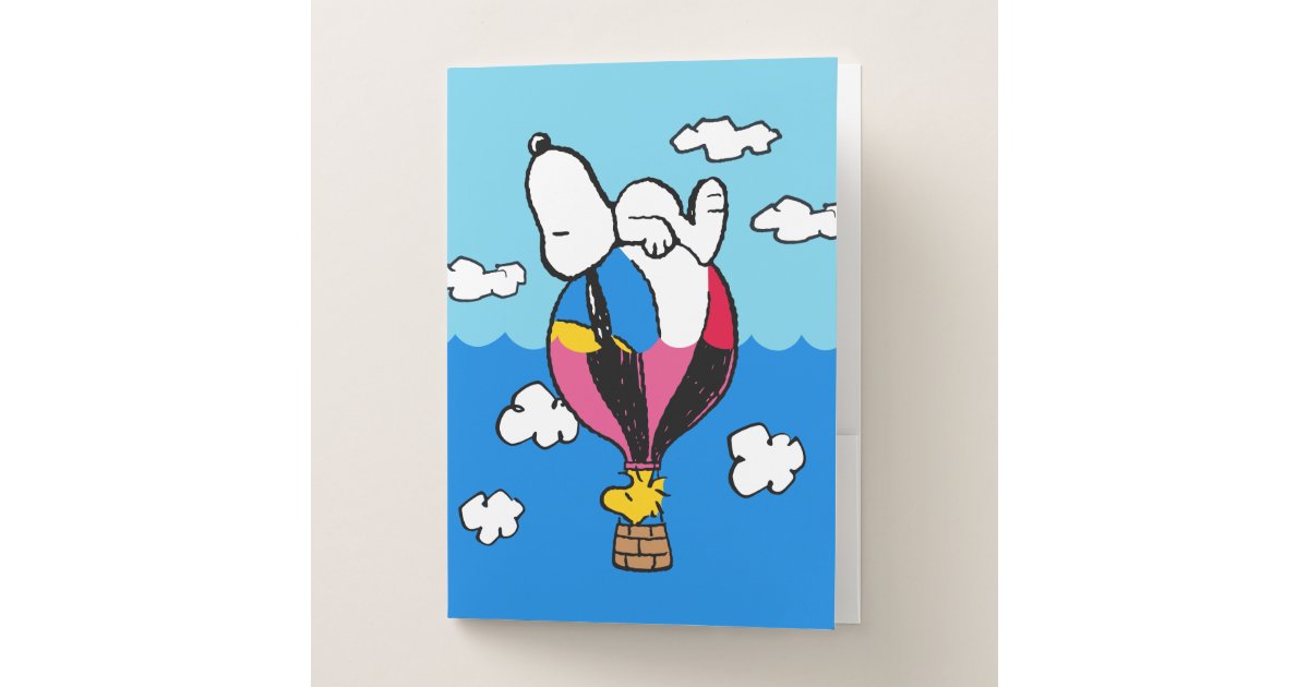 Peanuts | Snoopy & Woodstock Hot Air Balloon Pocket Folder | Zazzle