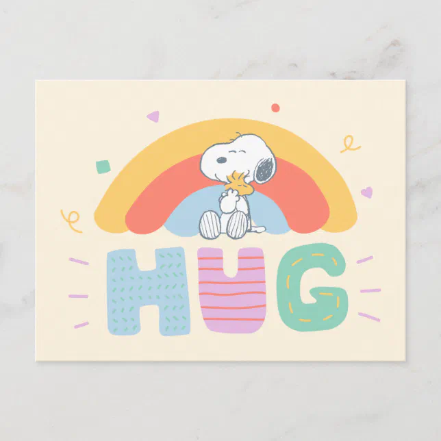 Peanuts | Snoopy & Woodstock Hug Postcard | Zazzle